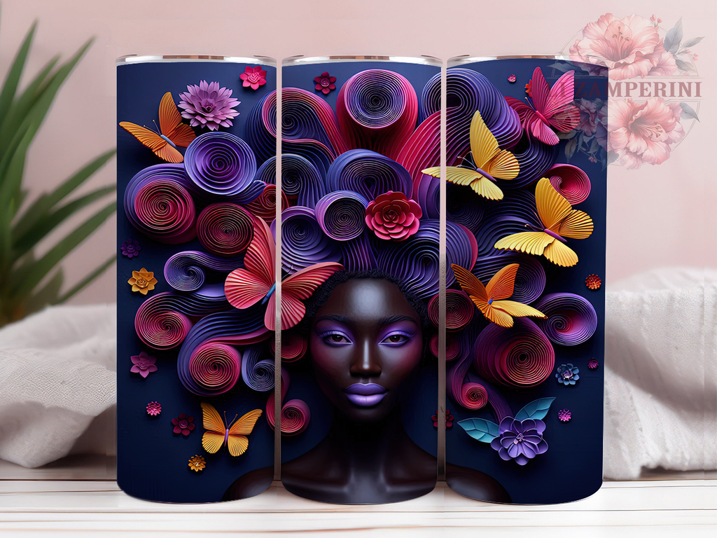 3D Melanin Butterfly Queen Tumbler, African American, Melanin Beauty ...