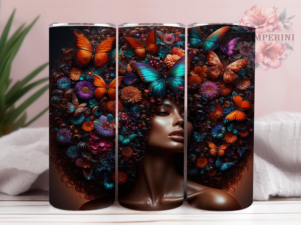 3D Melanin Butterfly Queen Tumbler, African American, Melanin Beauty ...