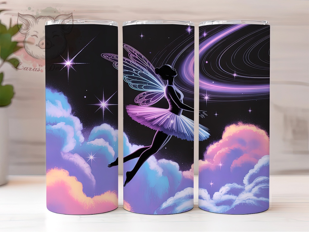 Neon Magical Fairy Tumbler, Black And Neon, Magical Design, Vibrant Art ...