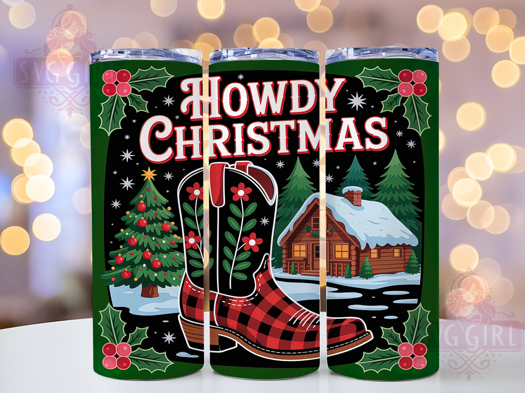 Howdy Western Christmas Tumbler, Howdy Holiday Design, Cowboy Christmas ...