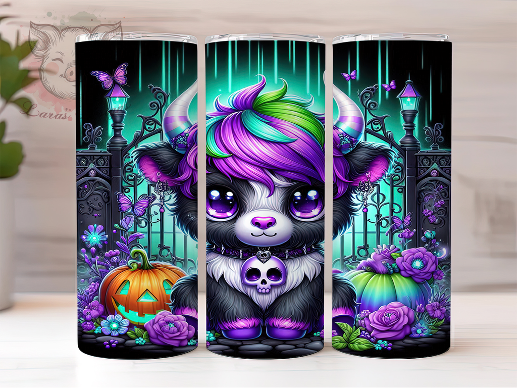 Cute Ghoul Highland Cow Halloween Tumbler, Highland Cow Halloween Cup ...