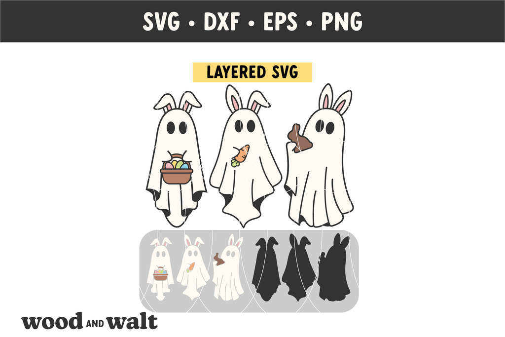 Easter Ghosts SVG | Cute Easter Bunny Ghosties PNG | Spooky Easter Cut ...