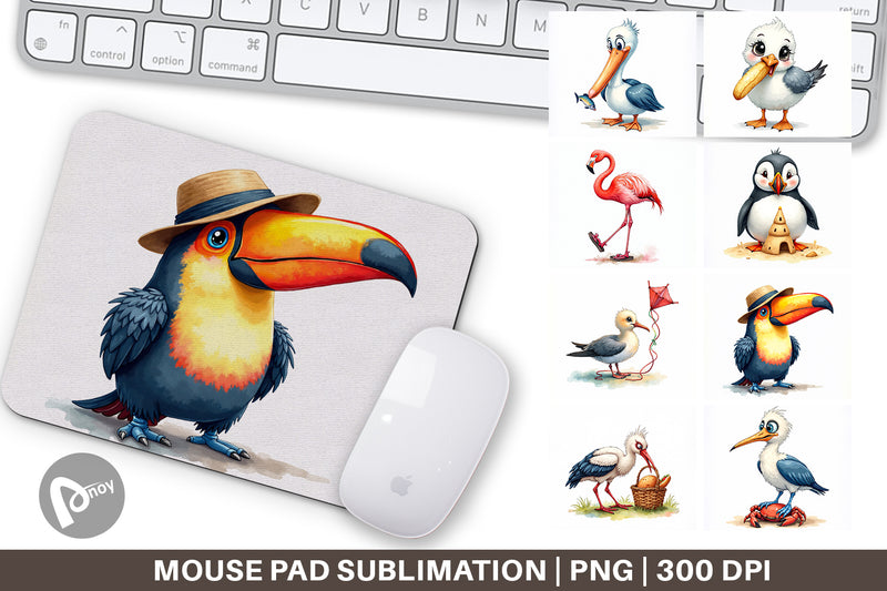 Mouse Pad Derpy Beach Birds - So Fontsy