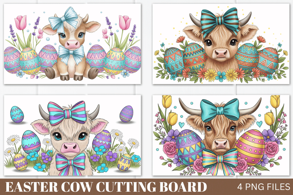 Easter Cow Cutting Board. Easter Cutting Board Sublimation - So Fontsy