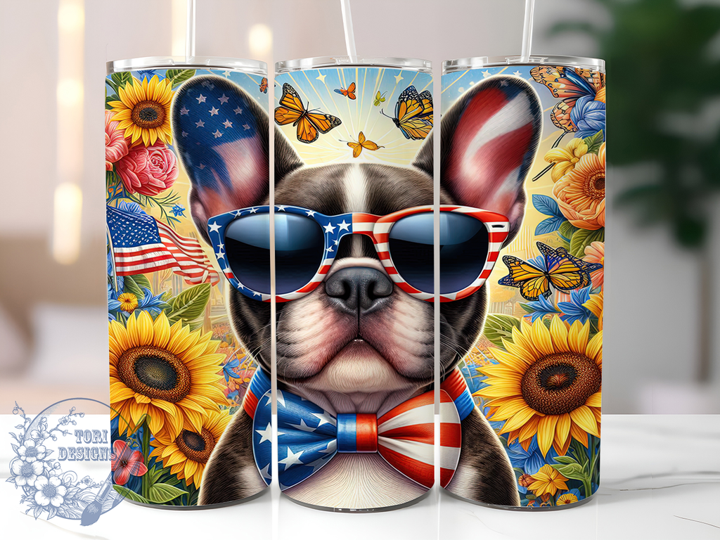 French Bulldog 4th of July Tumbler Wrap, Patriotic Frenchie Sublimation ...