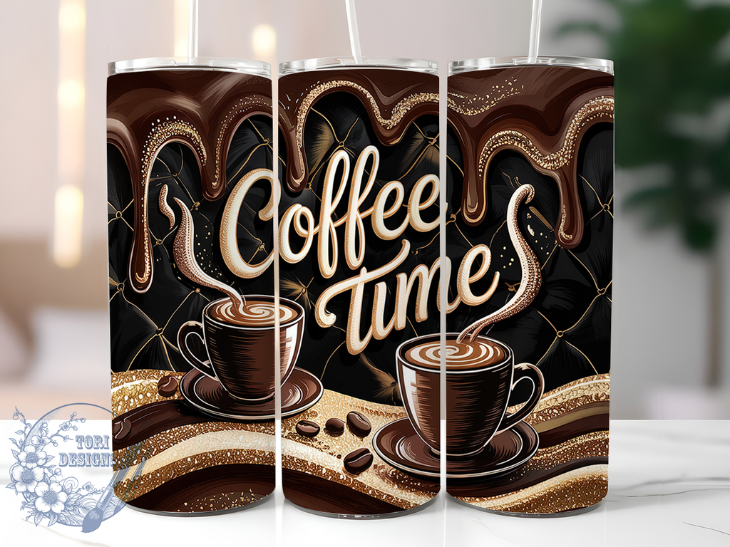 Cute Coffee Lover Tumbler, Coffee Time Wrap, 20oz Coffee Cup, Caffeine ...