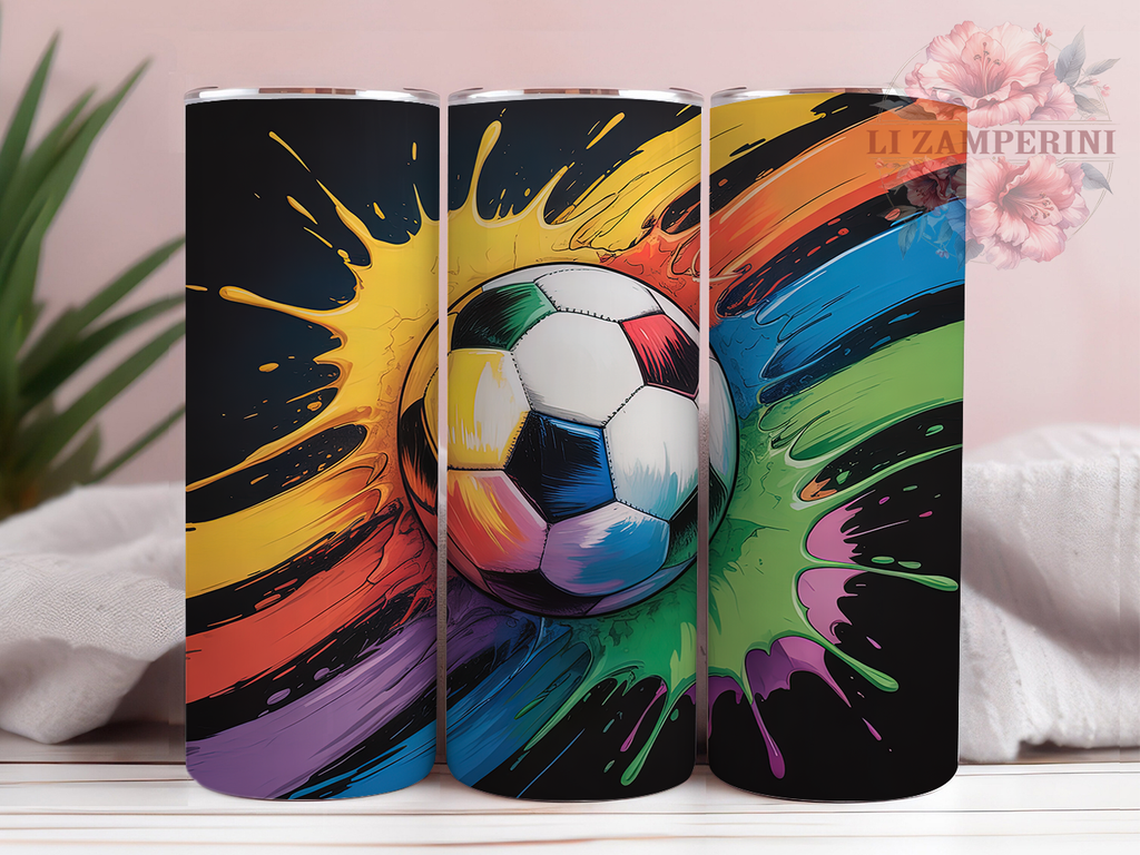 Bright Soccer Tumbler Gift Wrap, Colorful Ball Design, 20oz Sports ...
