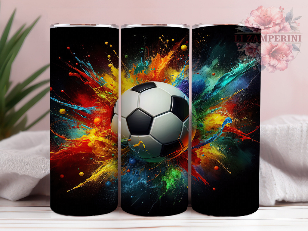 Bright Soccer Tumbler Gift Wrap, Colorful Ball Design, 20oz Sports ...