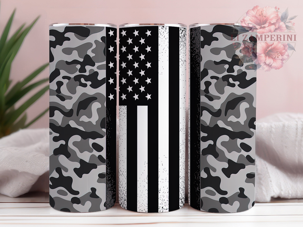 Patriotic Camo Flag Tumbler Wrap, American Flag Design, Military Style ...