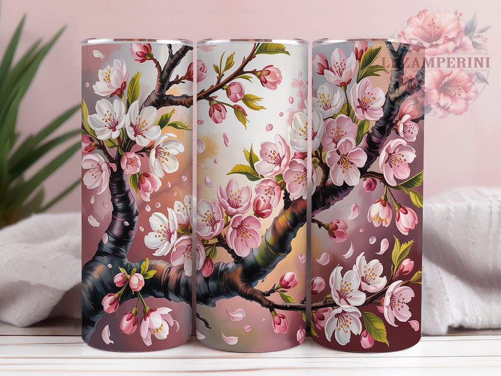 Sakura Zen Blossom Floral Tumbler Wrap, Asian Blossom Design, Spring ...