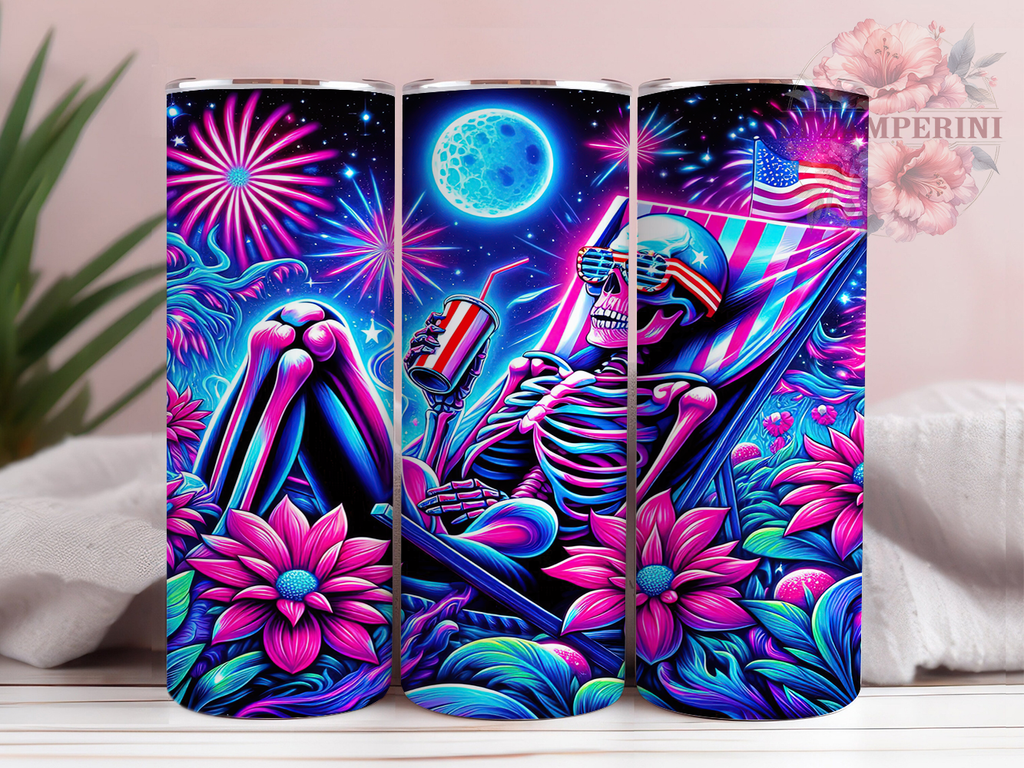 Edgy Patriotic Skull Tumbler, American Flag Skull Wrap, 4th Of July ...