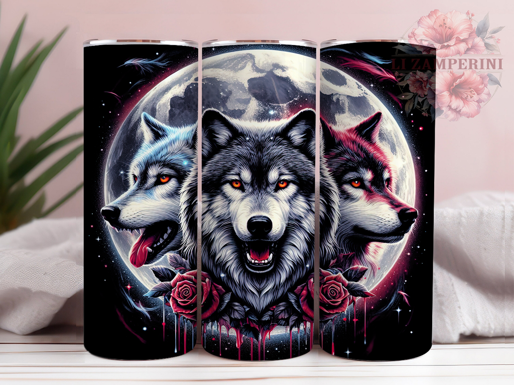 Wolf Pack Moonlight 20oz Mystical Tumbler Wrap, Howling Wolf 20oz ...
