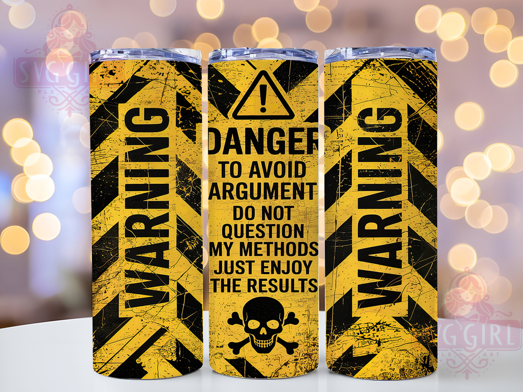 Danger Warning 20oz Tumbler Wrap, Warning Design Tumbler, Yellow and ...