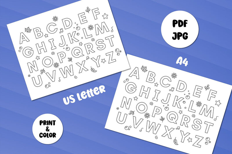 ABC Coloring Page for Kids Printable | PDF A4 US Letter | Preschool ...