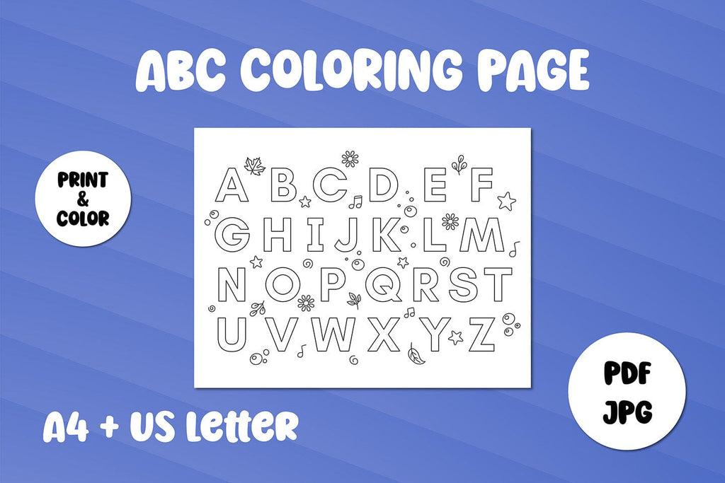 ABC Coloring Page for Kids Printable | PDF A4 US Letter | Preschool ...