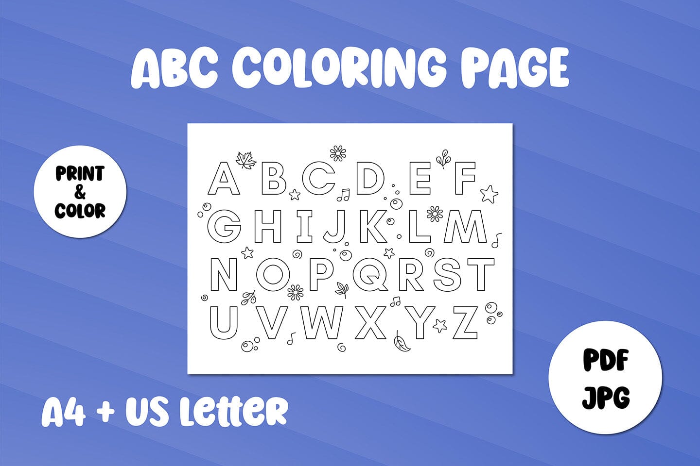 ABC Coloring Page for Kids Printable | PDF A4 US Letter | Preschool ...