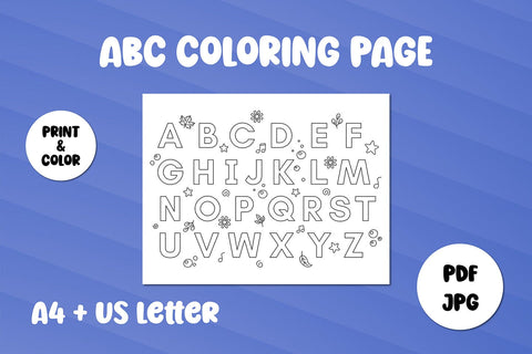 ABC Coloring Page for Kids Printable | PDF A4 US Letter | Preschool ...