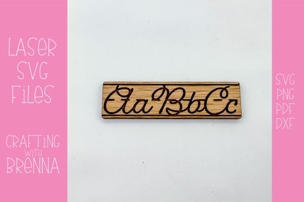 ABC Cursive Print Hair Clip Laser SVG File - So Fontsy