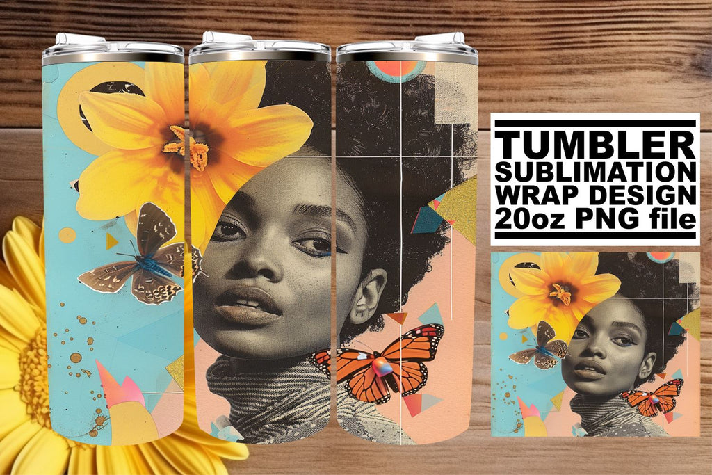 Abstract Black Woman Wrap 20oz Artistic Tumbler Sublimation - So Fontsy