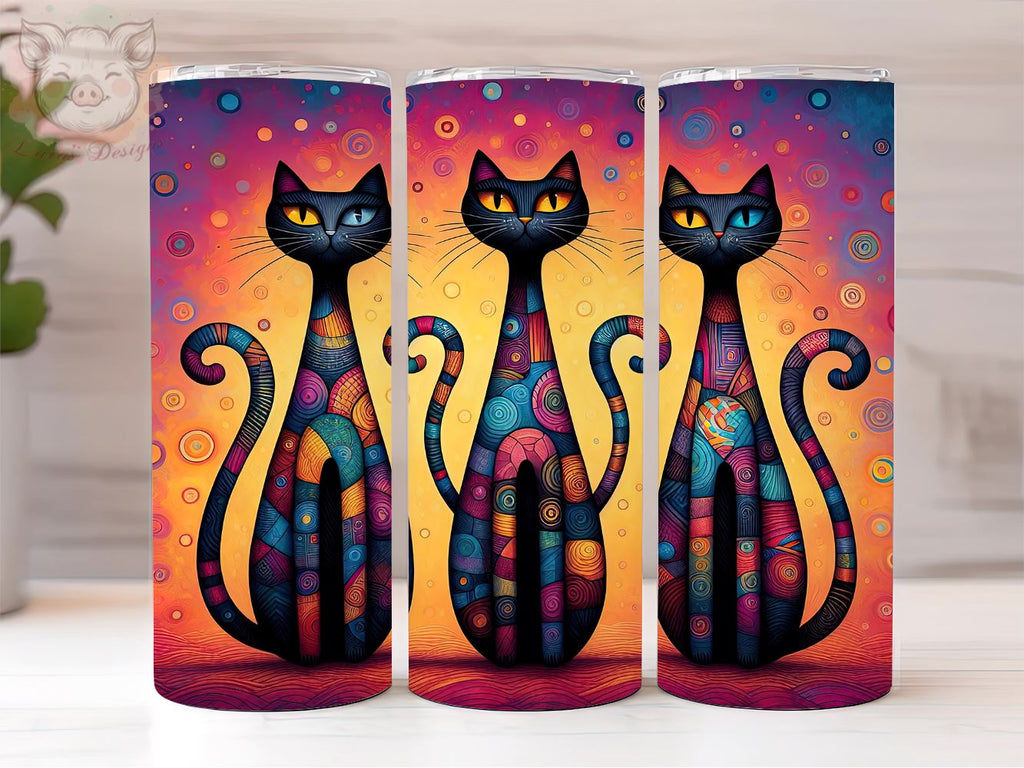 Abstract Colorful Cats 20oz Tumbler Png, Straight & Tapered Tumbler Png ...