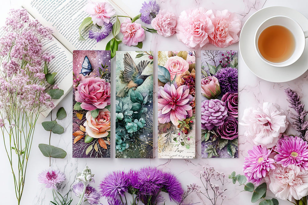 Abstract Pretty Floral Bookmarks, Printable Bookmarks, Gift for Book ...