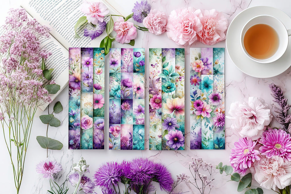 Abstract Pretty Floral Bookmarks, Printable Bookmarks, Gift for Book ...