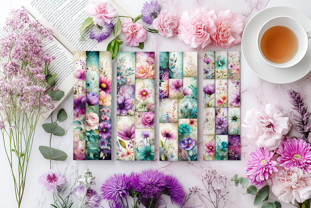 Abstract Pretty Floral Bookmarks, Printable Bookmarks, Gift for Book ...