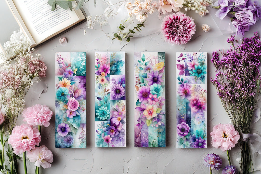 Abstract Pretty Floral Bookmarks, Printable Bookmarks, Gift for Book ...