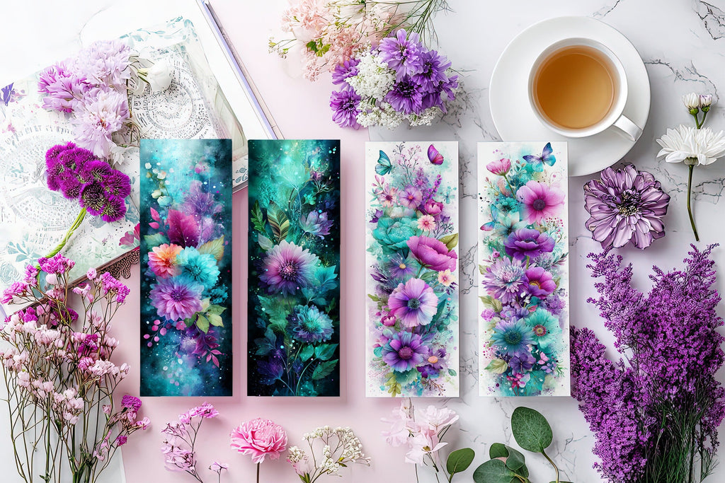 Abstract Pretty Floral Bookmarks, Printable Bookmarks, Gift for Book ...