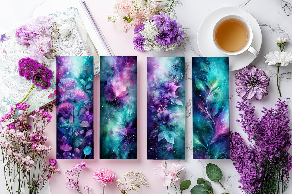 Abstract Pretty Floral Bookmarks, Printable Bookmarks, Gift for Book ...
