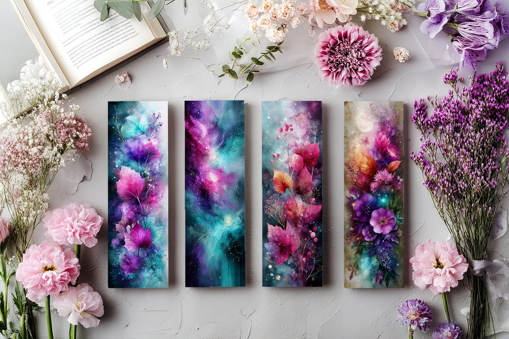Abstract Pretty Floral Bookmarks, Printable Bookmarks, Gift for Book ...