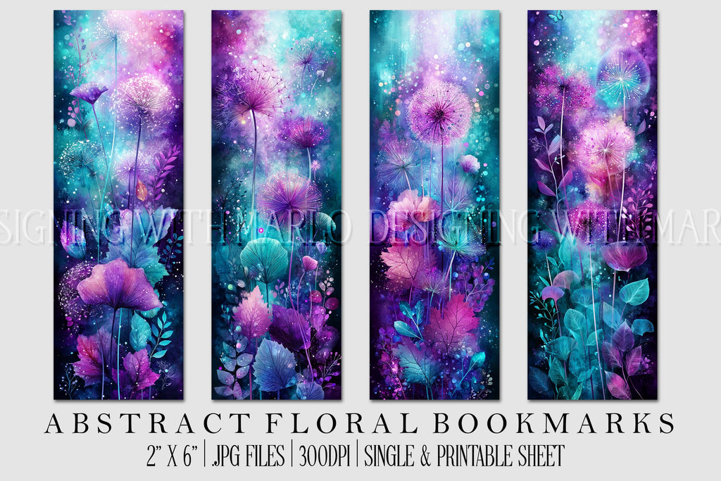 Abstract Pretty Floral Bookmarks, Printable Bookmarks, Gift for Book ...