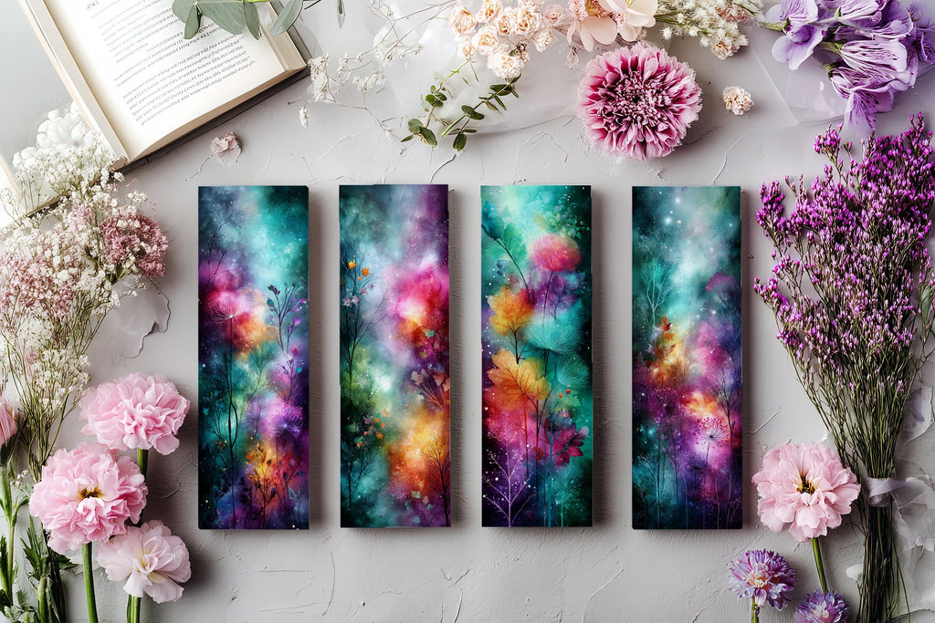 Abstract Pretty Floral Bookmarks, Printable Bookmarks, Gift for Book ...