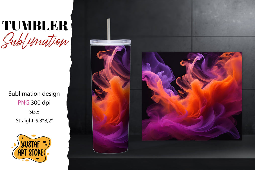 Abstract tumbler. Colorful smoke sublimation design - So Fontsy