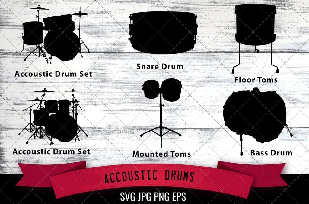 Accoustic Drum SVG, Musical Instrument SVG - So Fontsy