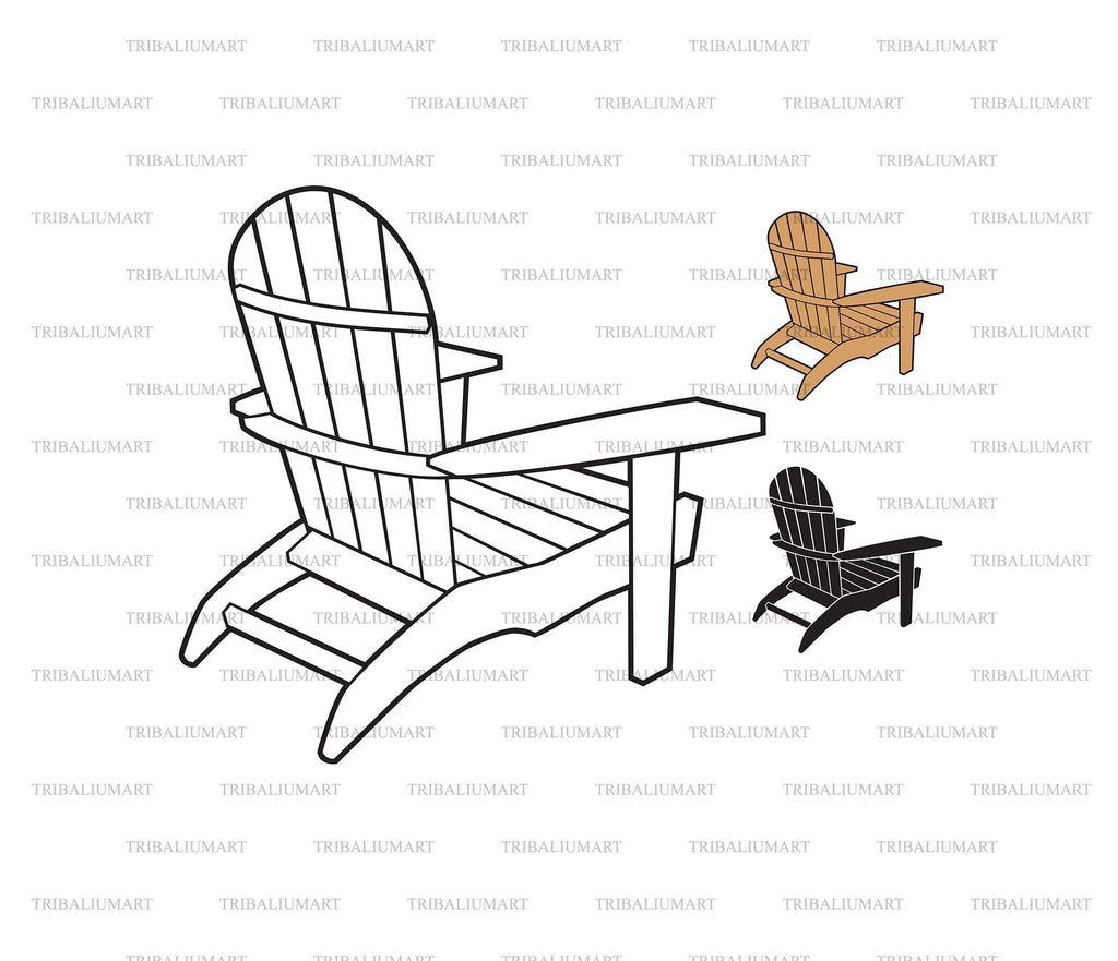 Adirondack Chair. Cut files for Cricut. Clip Art silhouette (eps, svg ...