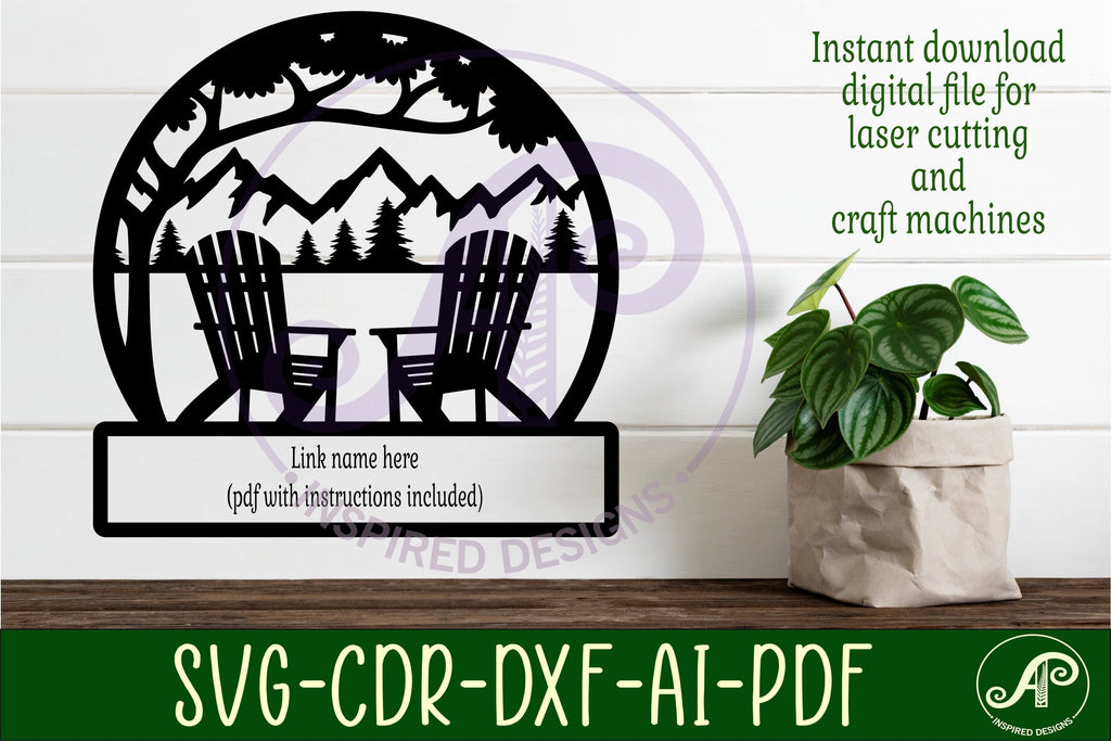 Adirondack chairs name wall art sign, SVG personalized - So Fontsy