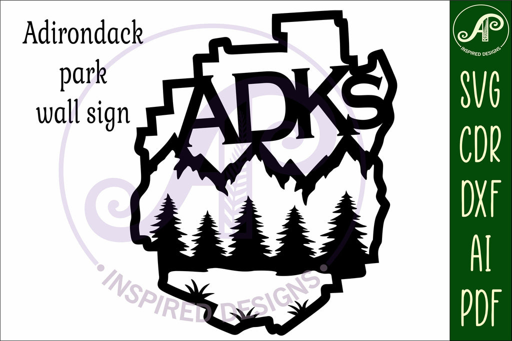 ADK Adirondack park wall art sign, SVG file. vector - So Fontsy
