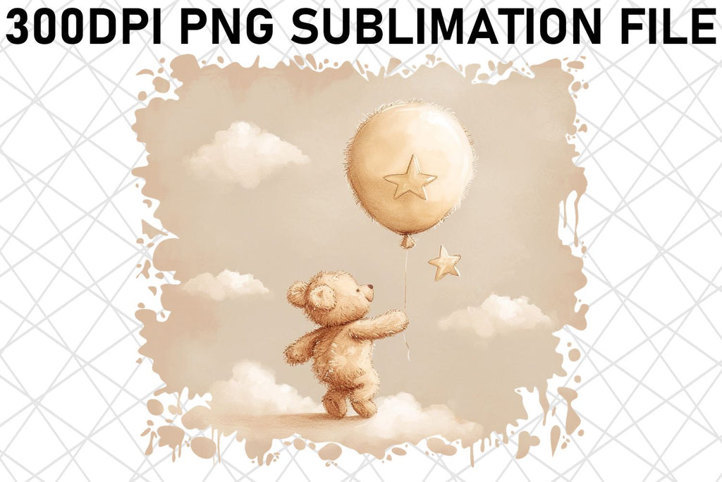Adorable Bear Sublimation Design Set with Watercolor Touch - So Fontsy