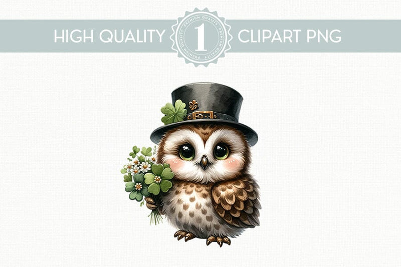 Adorable St. Patrick's Day Owl Clipart, High-Quality PNG - So Fontsy