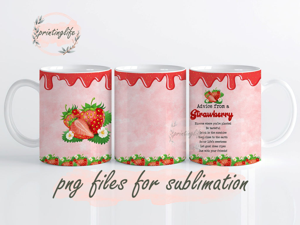 Advice From A Strawberry Mug Wrap Design, Instant Digital Design ...