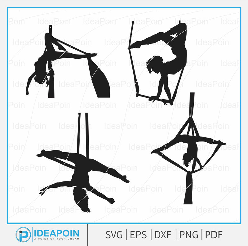 Aerialist Silhouettes Clip Art, Aerialist SVG, Aerialist clipart ...