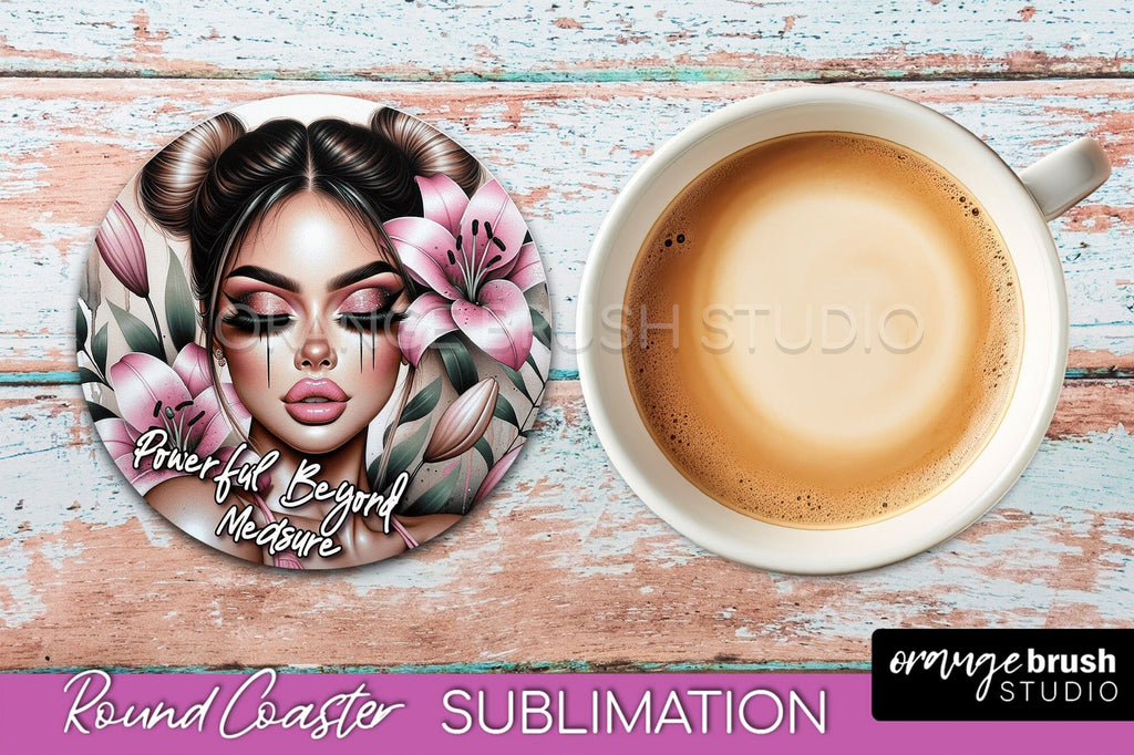 Affirmation Coaster Sublimation - Round Coaster PNG Design - So Fontsy