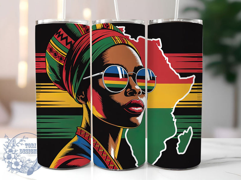 Africana Black Woman Tumbler, Black History Juneteenth Wrap, African ...