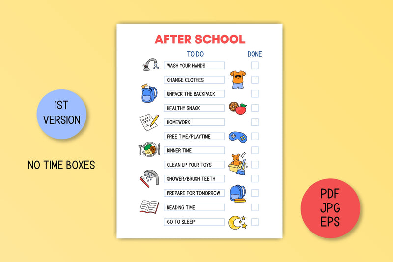 After School Checklist Printable | Kids Daily Routine Chart PDF ...