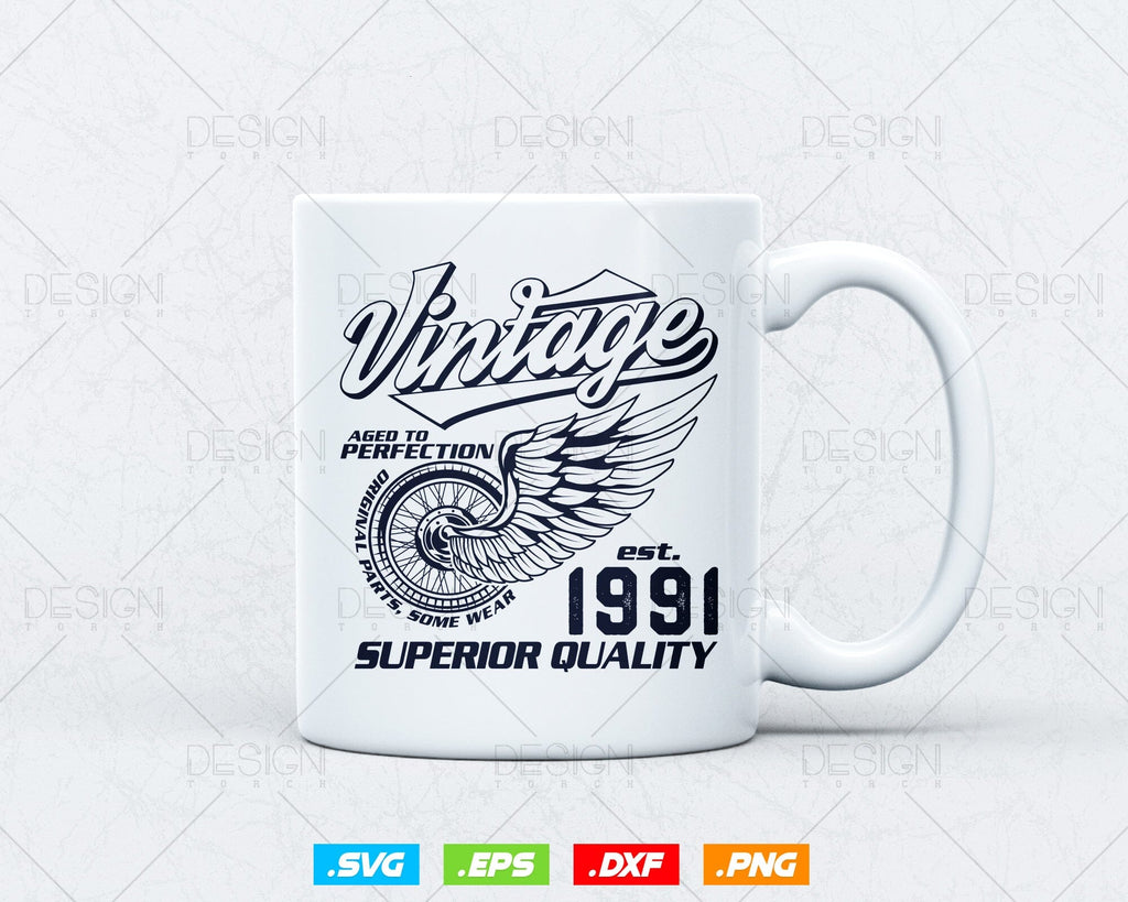Aged To Perfection Vintage 33rd Birthday Svg Png, Vintage 1991 Original ...