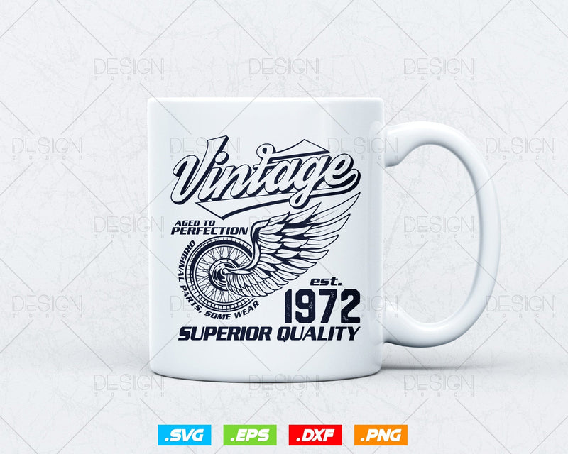 Aged To Perfection Vintage 52nd Birthday Svg Png, Vintage 1972 Original ...