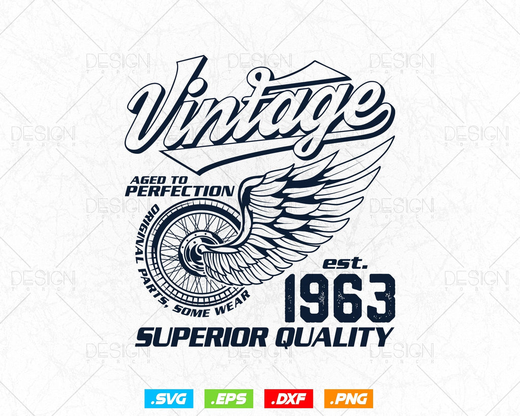 Aged To Perfection Vintage 61st Birthday Svg Png, Vintage 1963 Original ...