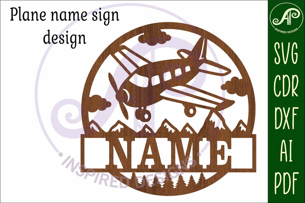 Airplane name sign svg laser cut template - So Fontsy