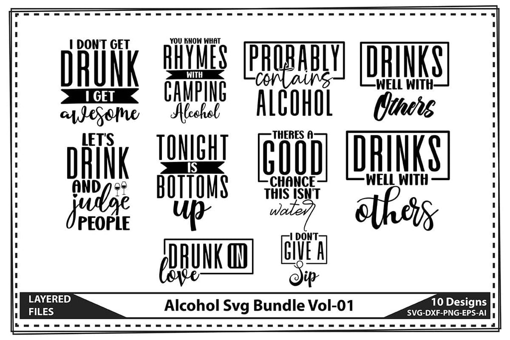 Alcohol Svg Bundle Vol-01 - So Fontsy